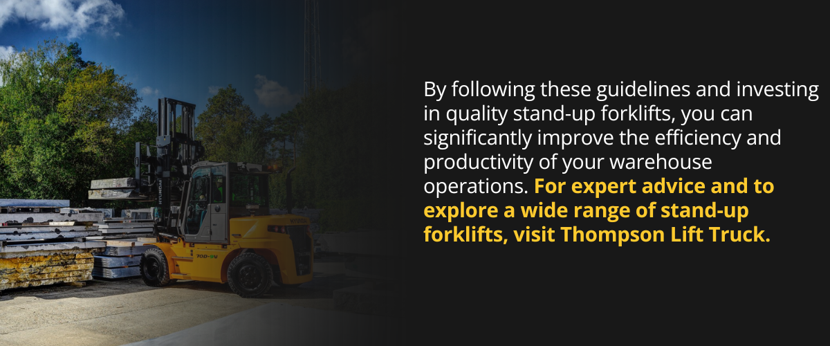 Stand-Up Forklifts for Warehouse Efficiency | Thompson Lift Truck